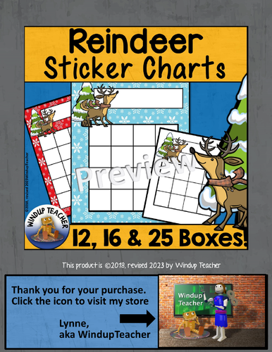 Christmas Sticker Charts - Reindeer Incentive Reward- 12 16 25 Box ...