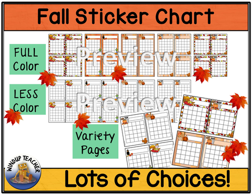 Fall Incentive Reward Sticker Charts | Teaching Resources
