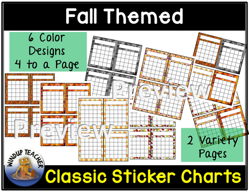Fall Incentive Reward Sticker Charts | Teaching Resources