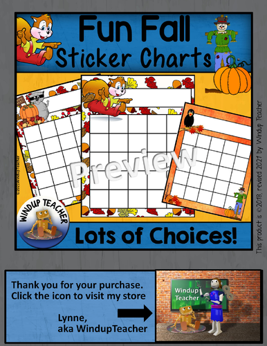Fall Incentive Reward Sticker Charts | Teaching Resources