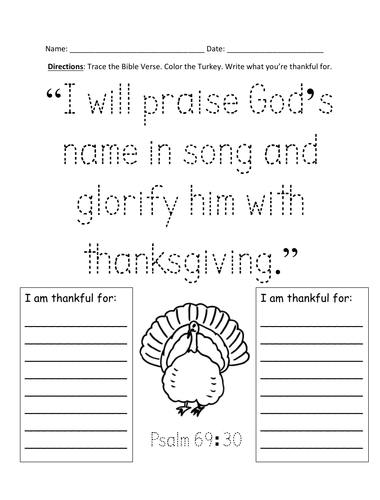 Thanksgiving Bible Verse Handout: Psalm 61:30 | Teaching Resources