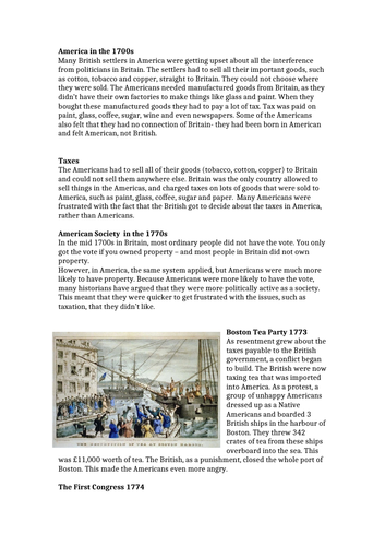 What were the causes of the American Revolution | Teaching Resources