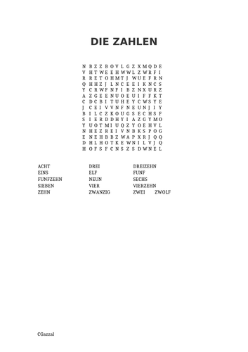 German numbers, Die Zahlen, 1 - 100 | Teaching Resources