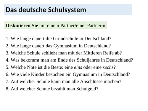 NEW A-LEVEL GERMAN - DAS DEUTSCHE SCHULSYSTEM | Teaching Resources