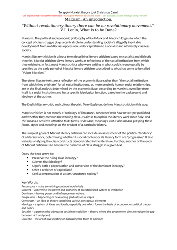 A Christmas Carol and Marxist Criticism | Teaching Resources