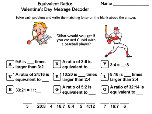 Equivalent Ratios Valentine's Day Math Activity: Message Decoder ...