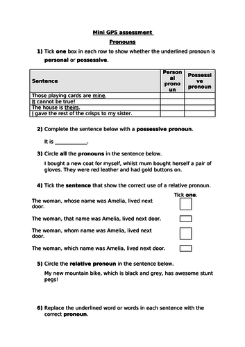 Pronouns (personal, possessive and relative) | Teaching Resources