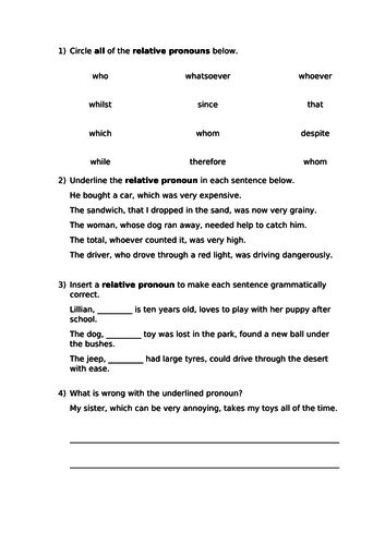 Pronouns (personal, possessive and relative) | Teaching Resources