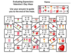 Evaluating Algebraic Expressions Activity: Valentine's Day Math Maze ...
