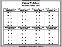 Factors Activities - Year 5 | Teaching Resources