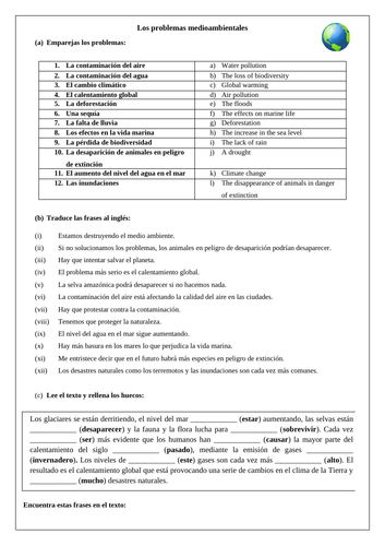 Spanish GCSE environmental problems & global issues: el medio ambiente ...
