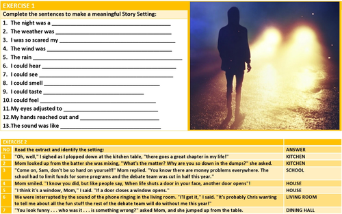 STORY SETTING TASK CARDS AND WORKSHEETS | Teaching Resources