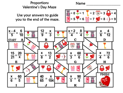 Proportions Activity: Valentine's Day Math Maze | Teaching Resources