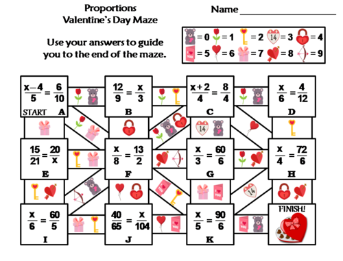 Proportions Activity: Valentine's Day Math Maze | Teaching Resources