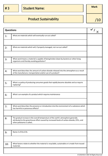 Quiz #3: Product sustainability | Teaching Resources