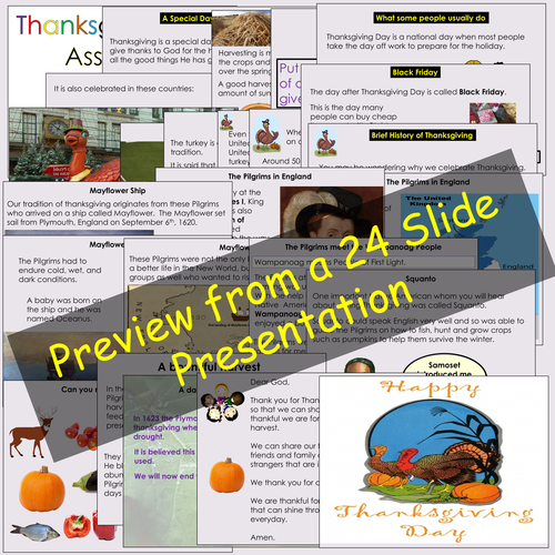 Thanksgiving Assembly and Presentation Lesson, Worksheets and Cut/Paste ...