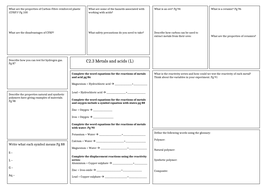 Revision Mat: Activate 2 - Metals and acids | Teaching Resources