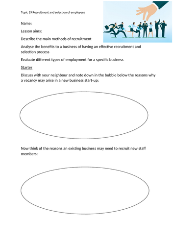 Recruitment and selectioin of employees GCSE 2017+ (yr10,11,12 ...