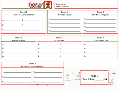 Christmas Quiz | Teaching Resources