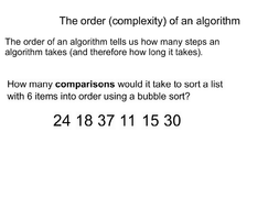 D1 - Order of an Algorithm | Teaching Resources