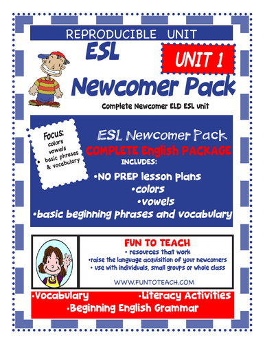 ESL ELD NEWCOMER PACK Unit 1 the first week! Freebie | Teaching Resources