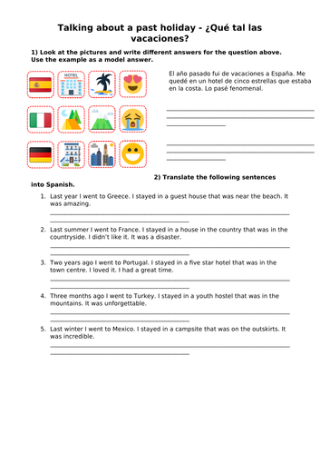 GCSE Spanish - Holidays - Describing accomodation | Teaching Resources