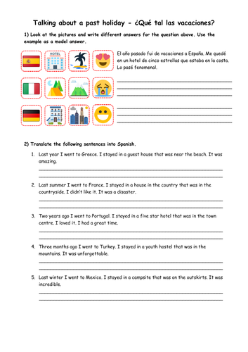 GCSE Spanish - Holidays - Describing accomodation | Teaching Resources