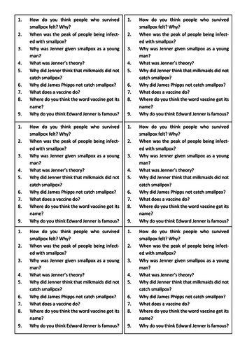 Discovery of Vaccination Edward Jenner - reading comprehension ...