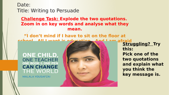I am Malala - Argue and Persuade | Teaching Resources