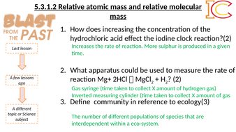 RAM Relative atomic mass and Mr molecular mass (AQA Quantitative ...