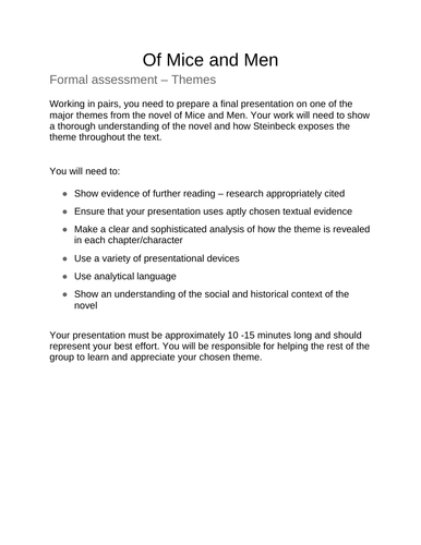 Of Mice and Men Sections 5 and 6 | Teaching Resources