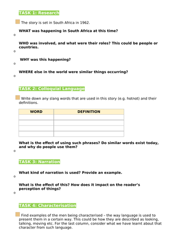 IGCSE Literature 0486 - Short Stories | Teaching Resources