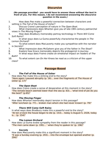 IGCSE Literature 0486 - Short Stories | Teaching Resources IGCSE Literature 0486 - Short Stories | Teaching Resources
