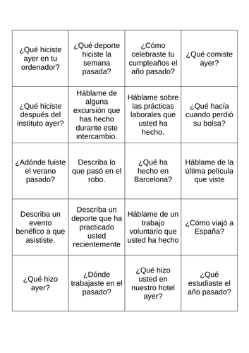 Spanish Role Play Revision Game | Teaching Resources