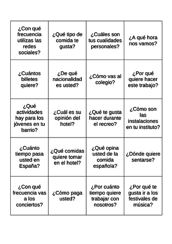 Spanish Role Play Revision Game | Teaching Resources