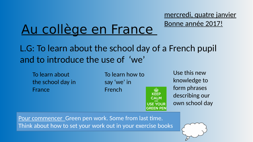 studio 1 Module 2 Unit 4 Le collège en France | Teaching Resources