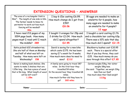 Maths Word Problems (7 - 11 years) | Teaching Resources