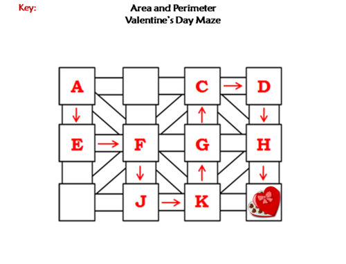 Area and Perimeter Activity: Valentine's Day Math Maze | Teaching Resources