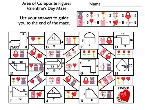 Area of Composite Figures Activity: Valentine's Day Math Maze ...