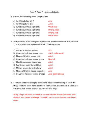 KS3 Unit 7F Acids + Alkali (indicators, Neutralisation, pH of soil ...