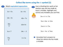 Collecting Like Terms | Teaching Resources