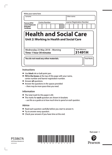 BTEC Health and social Care EXAM Unit 2 REVISION lessons Command verbs ...