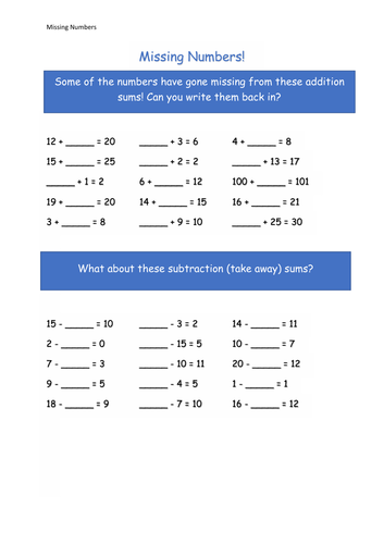 Y1 Maths - Addition and Subtraction | Teaching Resources