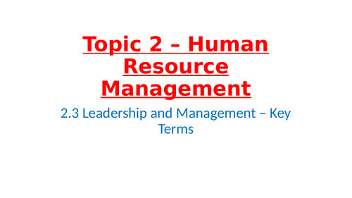 IB Business Management – Unit 2 Human resource management - 2.3 ...