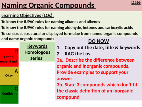AS Chemistry: Naming Organic Compounds | Teaching Resources