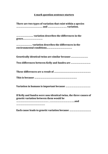 GCSE Combined Science: Variation (Biology) | Teaching Resources