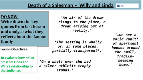 Death of a Salesman Act One Arthur Miller | Teaching Resources