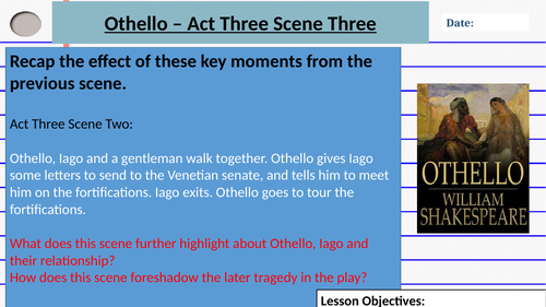 Othello Act Three William Shakespeare | Teaching Resources