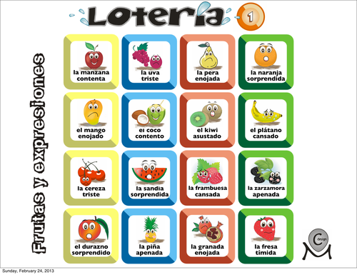 Spanish Bingo - Lotería - Frutas y expresiones - verloop.io