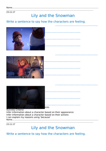 Lily and The Snowman whole class reading | Teaching Resources
